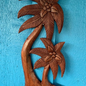 Wooden Palm Tree Wall Plaques, Set of 2, Tropical Decor, 16x 7 Inches ...