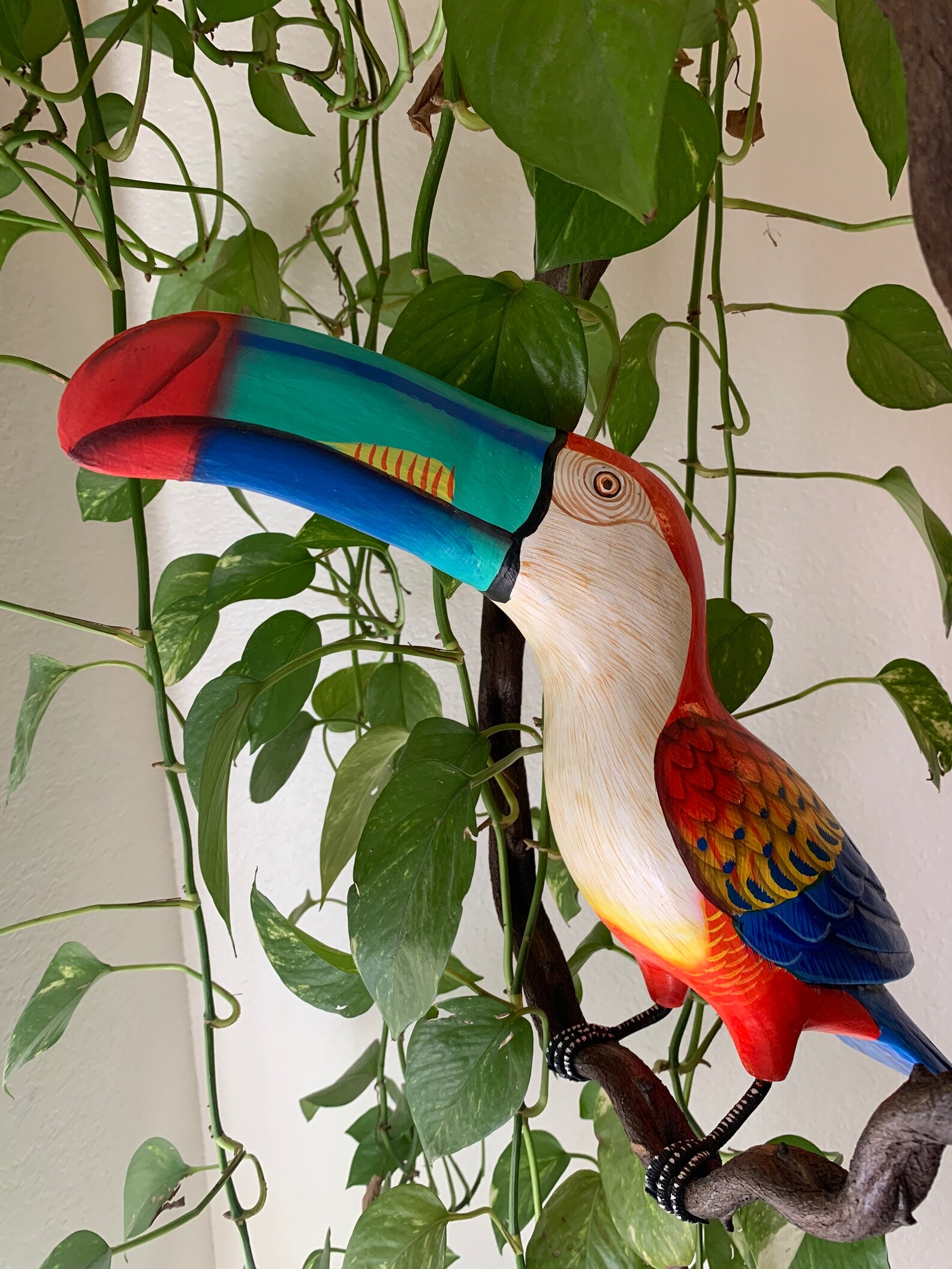 Colorful Toucan Handcrafted Wood Hanging Bird Statue | Etsy