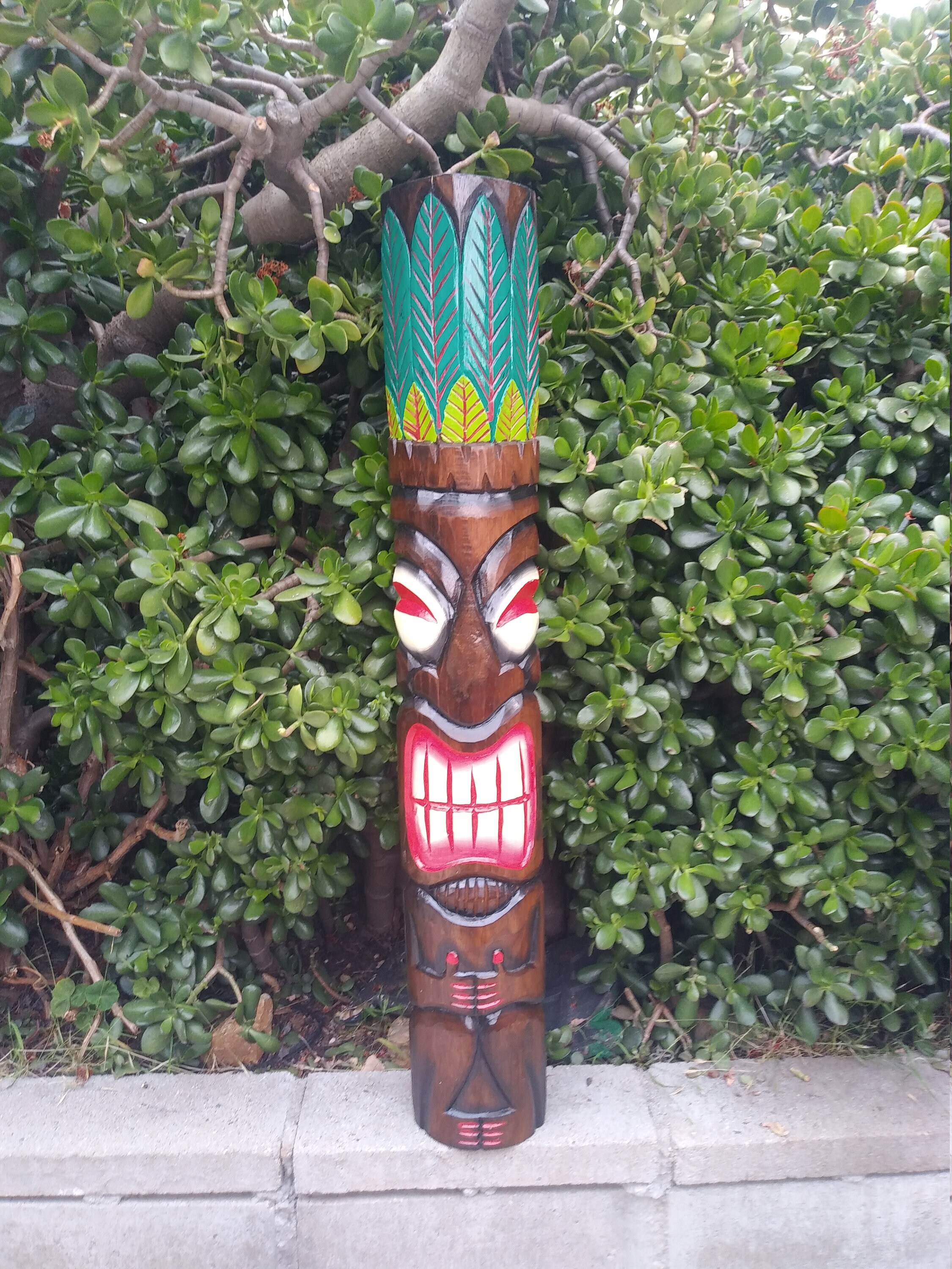 Tiki Totem Tree God Wood Mask Tropical Bar Patio Decor | Etsy