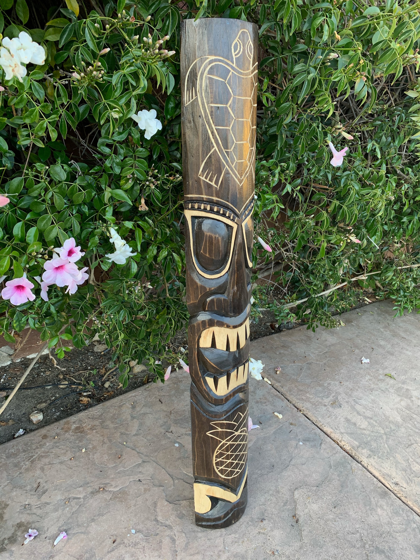 Hand Carved Polynesian Tiki Totem Pole 39x 6in | Etsy