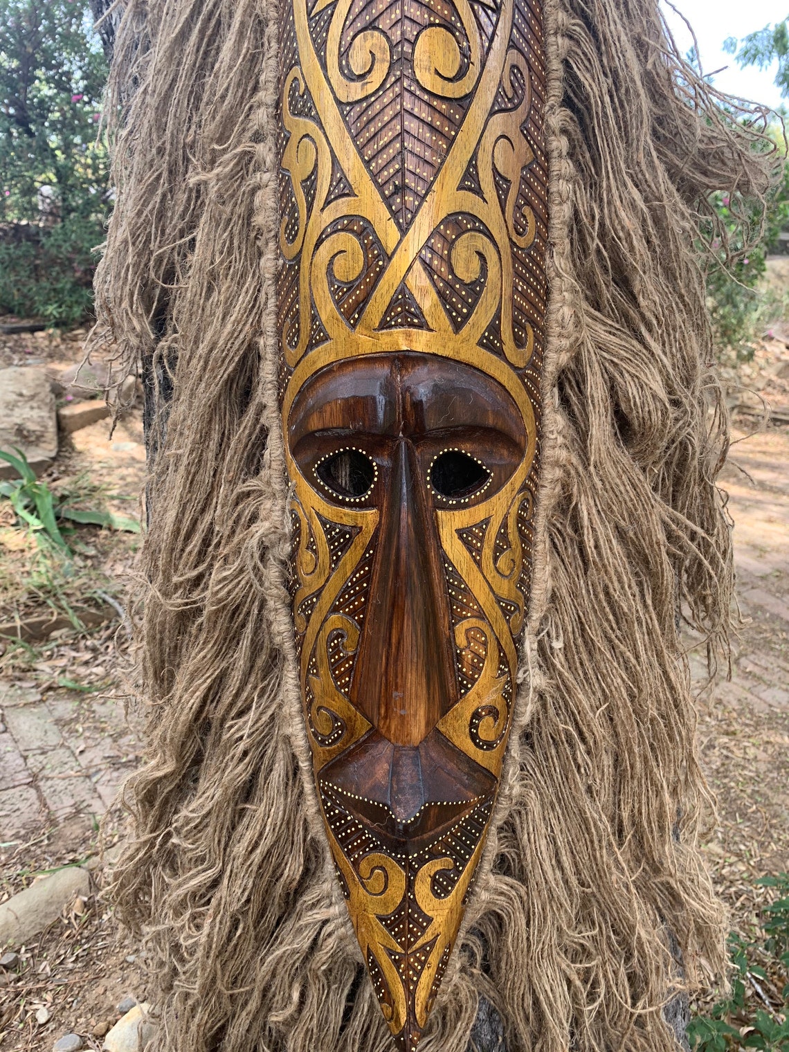 Tribal Primitive African Tiki Tattoo Art Mask With Hair 39x - Etsy