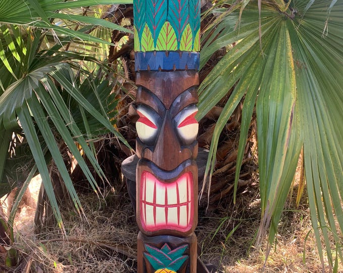 Tiki Totem Tree God Wood Mask Tropical Bar Patio Decor 39x 6in - Etsy