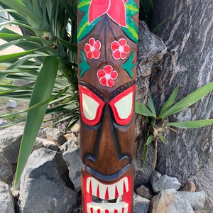 Tiki Plumeria Flowers Wood Mask Tropical Bar Patio Decor 39x 6in - Etsy