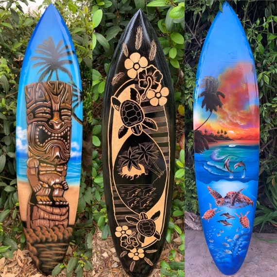 3 Set of Tropical Decorative Surfboard Wall Plaques 39x - Etsy