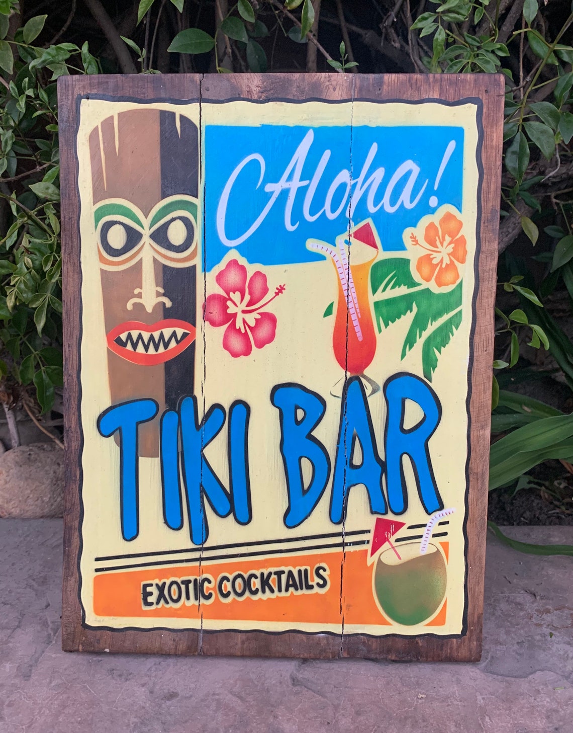 Tiki Bar Sign Vintage Style Tropical Wood Carved Sign - Etsy