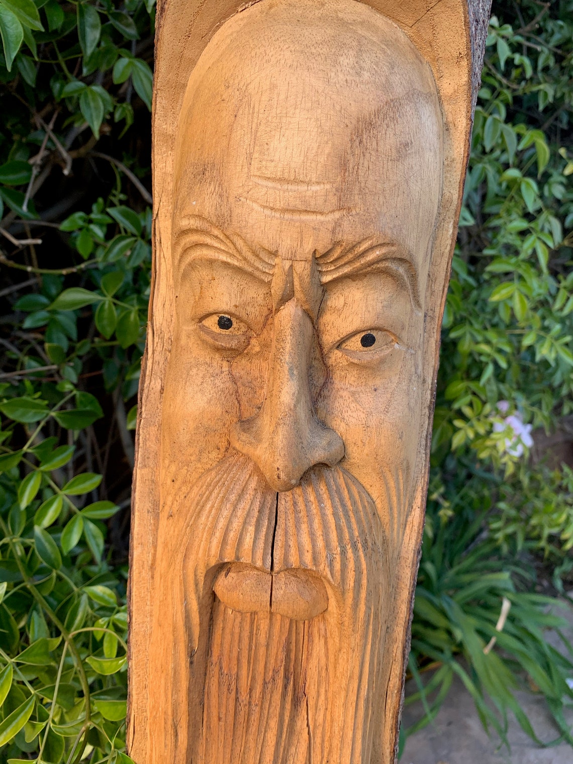 Green Man Wizard Tree Spirit Pine Wood Carving Full Log | Etsy