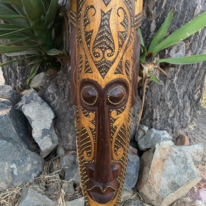 Tribal Primative African Wood Mask Mohawk Tattoo Art Wall Plaque 39 ...