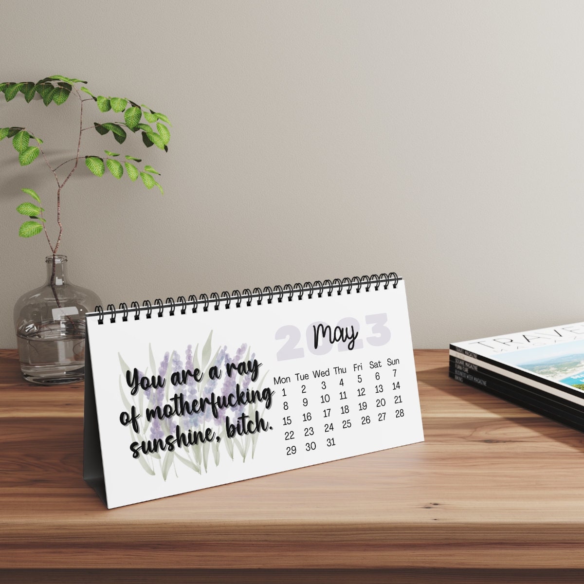 Twisted Motivation 2023 Desktop Calendar Funny Sassy Vintage Watercolor ...