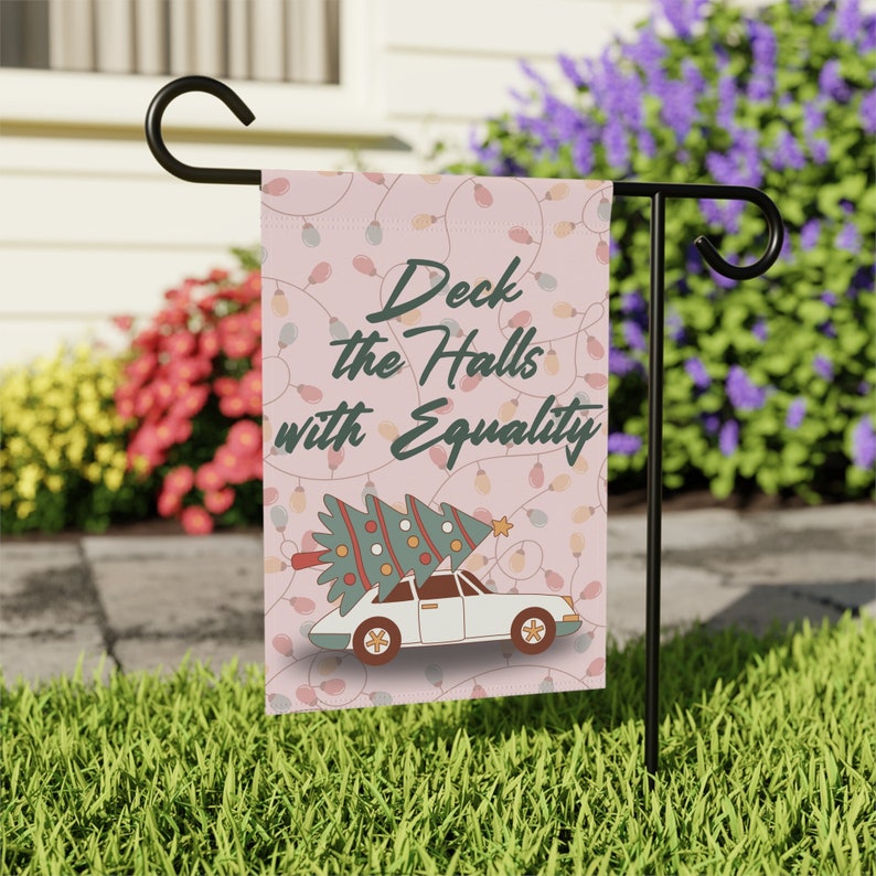 Retro Feminist Christmas Garden Flag, Equality Mistletoe Pro Roe - Etsy