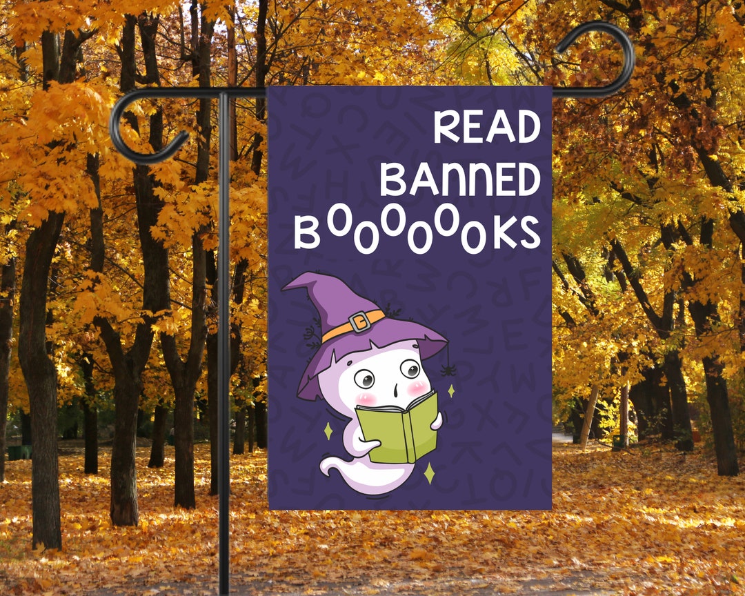 Read Banned Books Halloween Yard Flag Classroom Seasonal Banner Cute ...