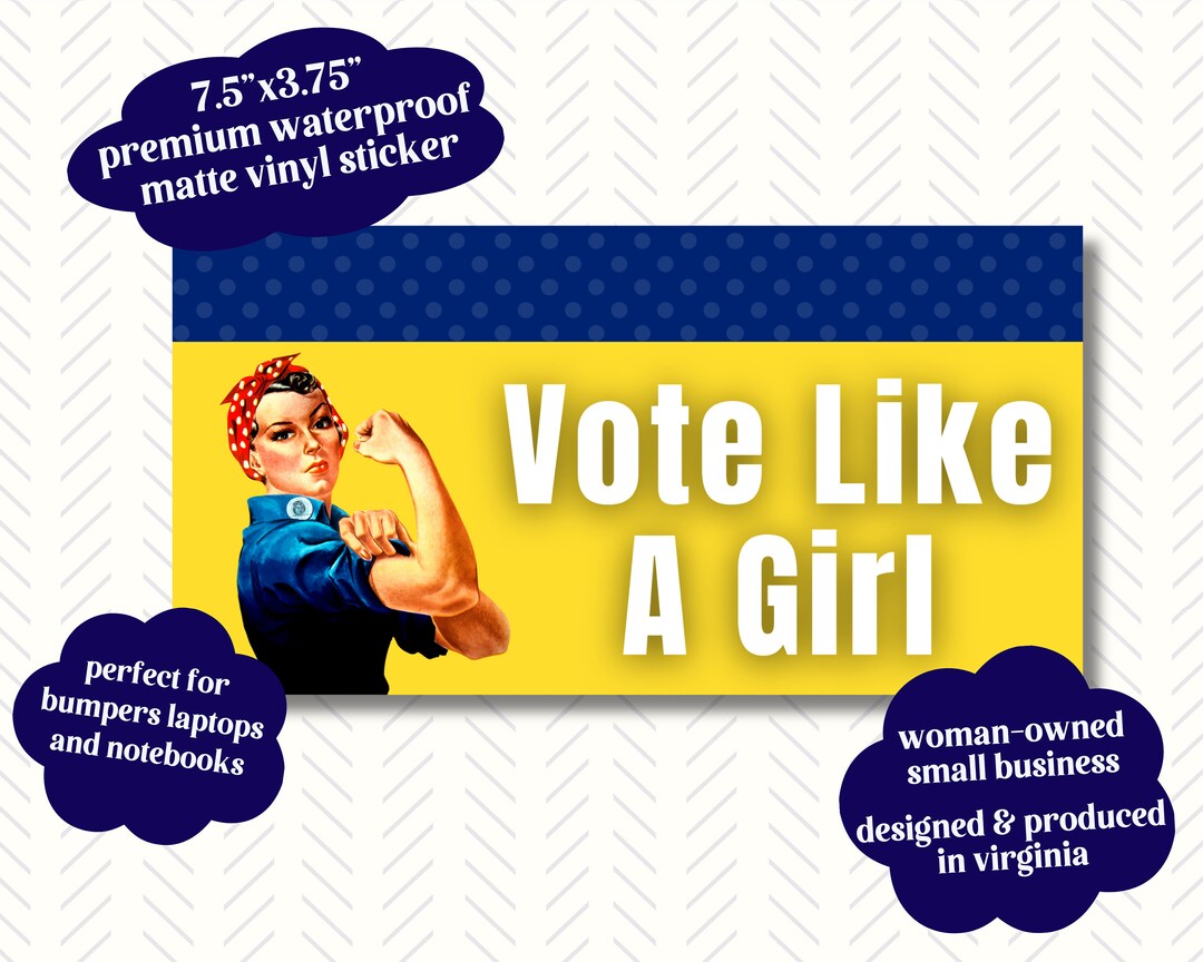 Rosie the Riveter Feminist Retro Bumper Sticker Vote Like A Girl Female ...