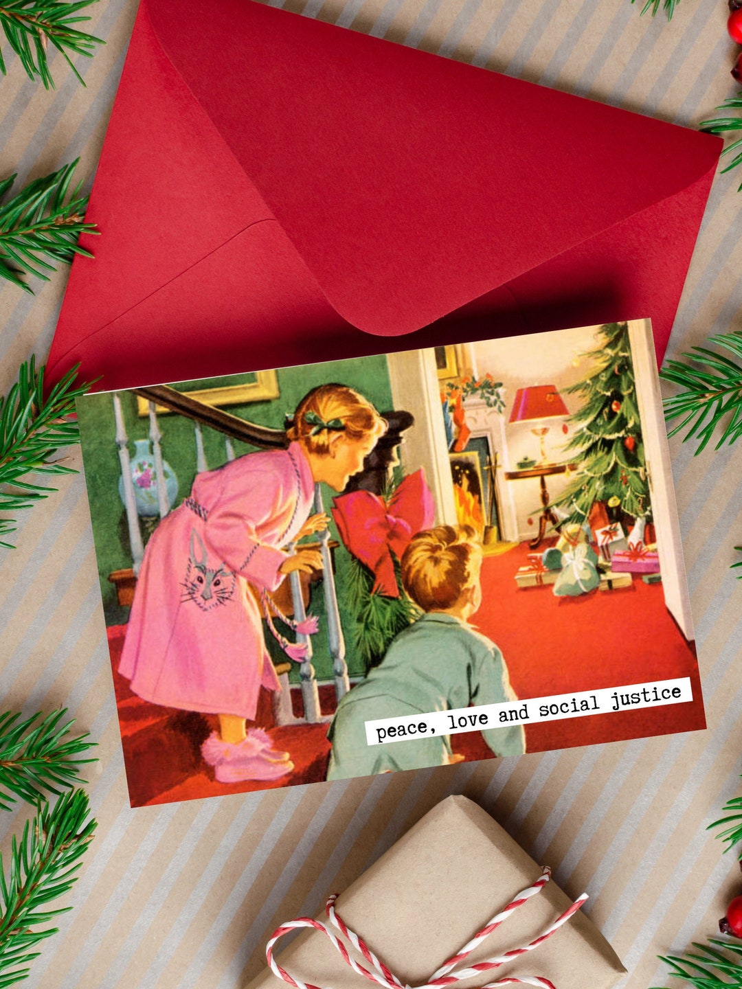 Peace Love Social Justice Activist Feminist Christmas Pro Choice ...