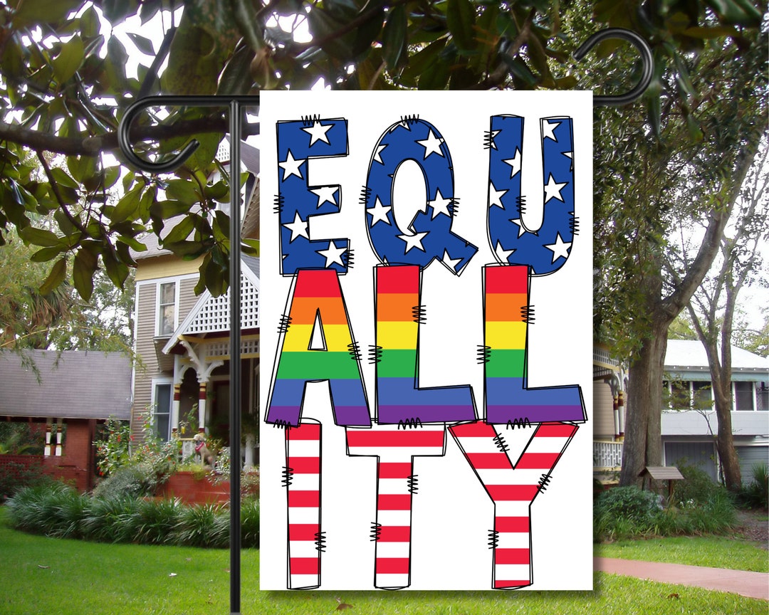 Equality Equallity 4th of July Pride Rainbow Yard Flag Red White Blue ...