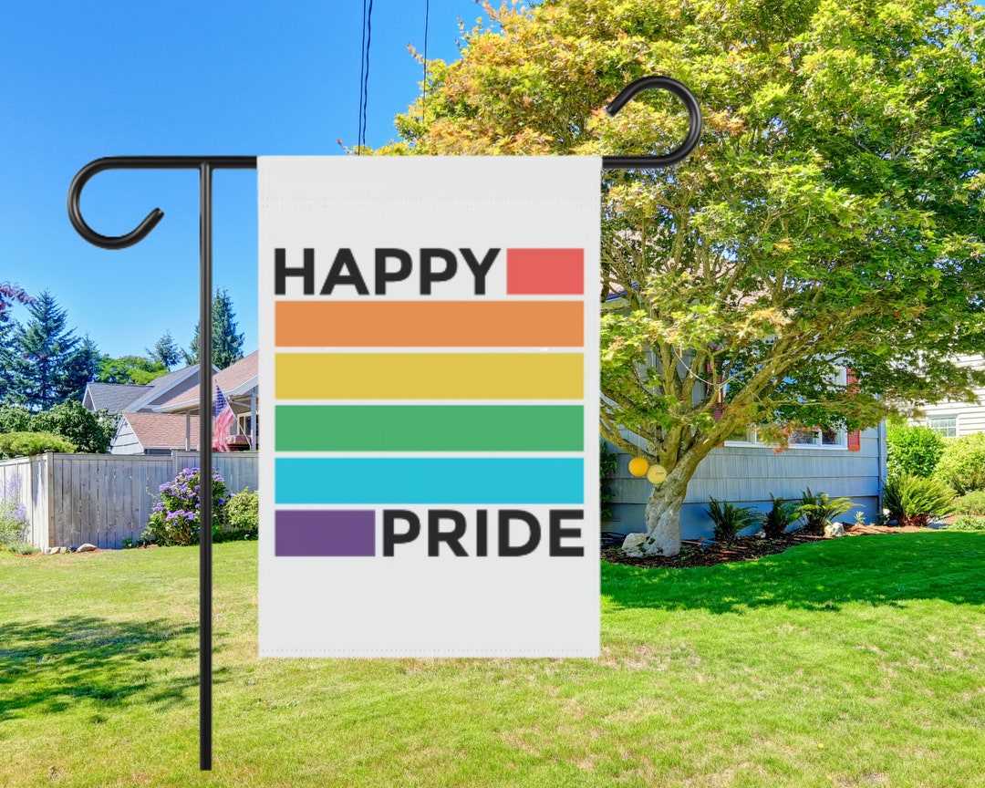 Happy Pride Rainbow LGBTQ+ Yard Flag Lesbian Gay Bi Trans Queer Out ...