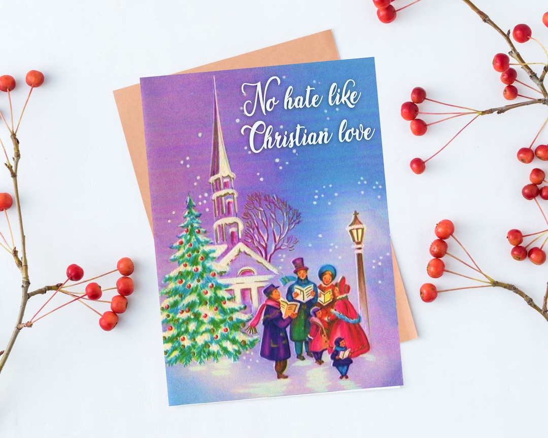 No Hate Like Christian Love Christmas Card Agnostic Atheist Church Anti ...