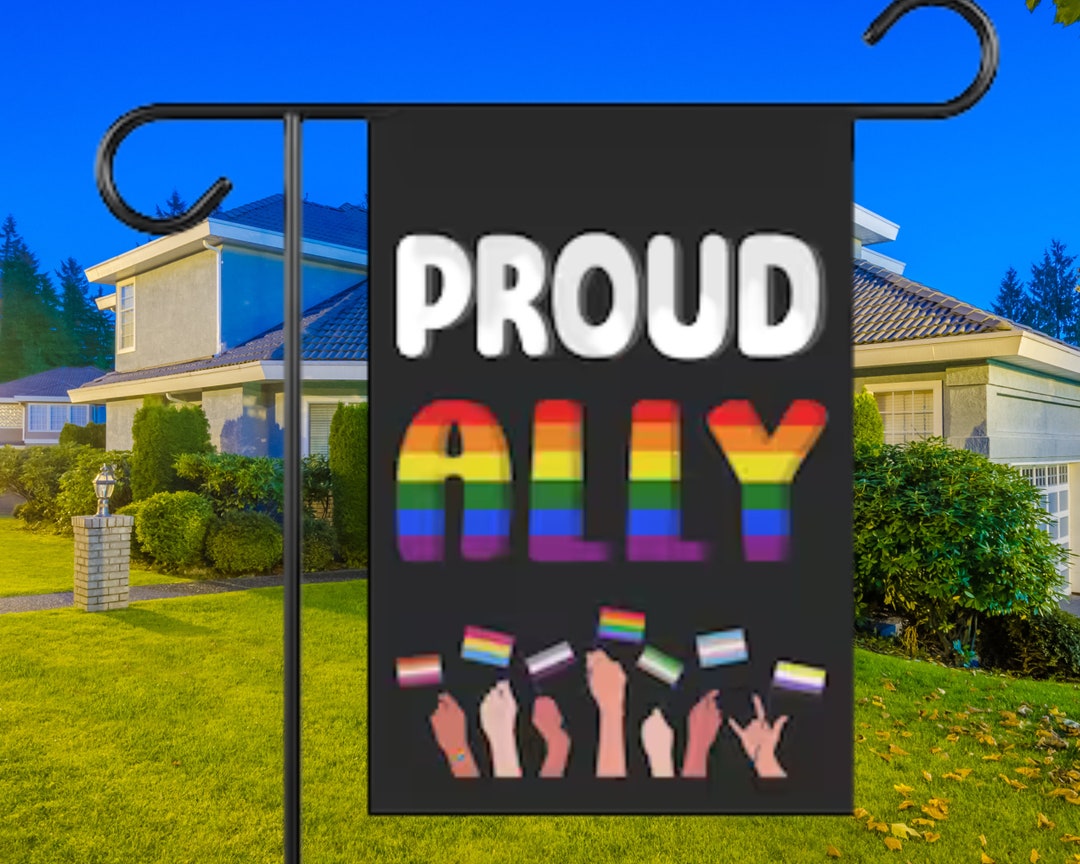 Proud LGBTQIA Ally Porch Banner Lesbian Gay Bi Trans Queer Ally Garden ...