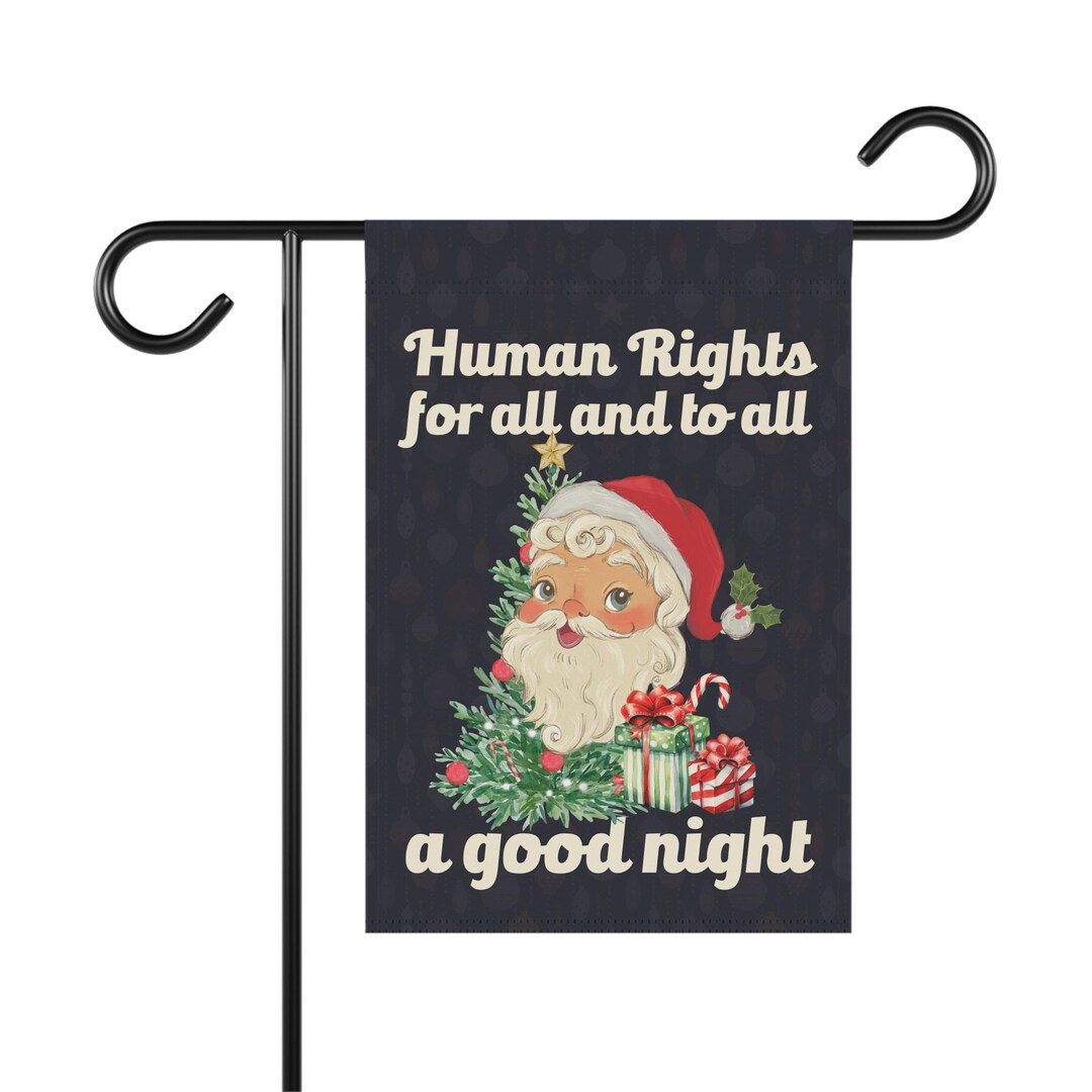 Human Rights MCM Mid Century Santa Political Leftist Yard Flag Garden ...