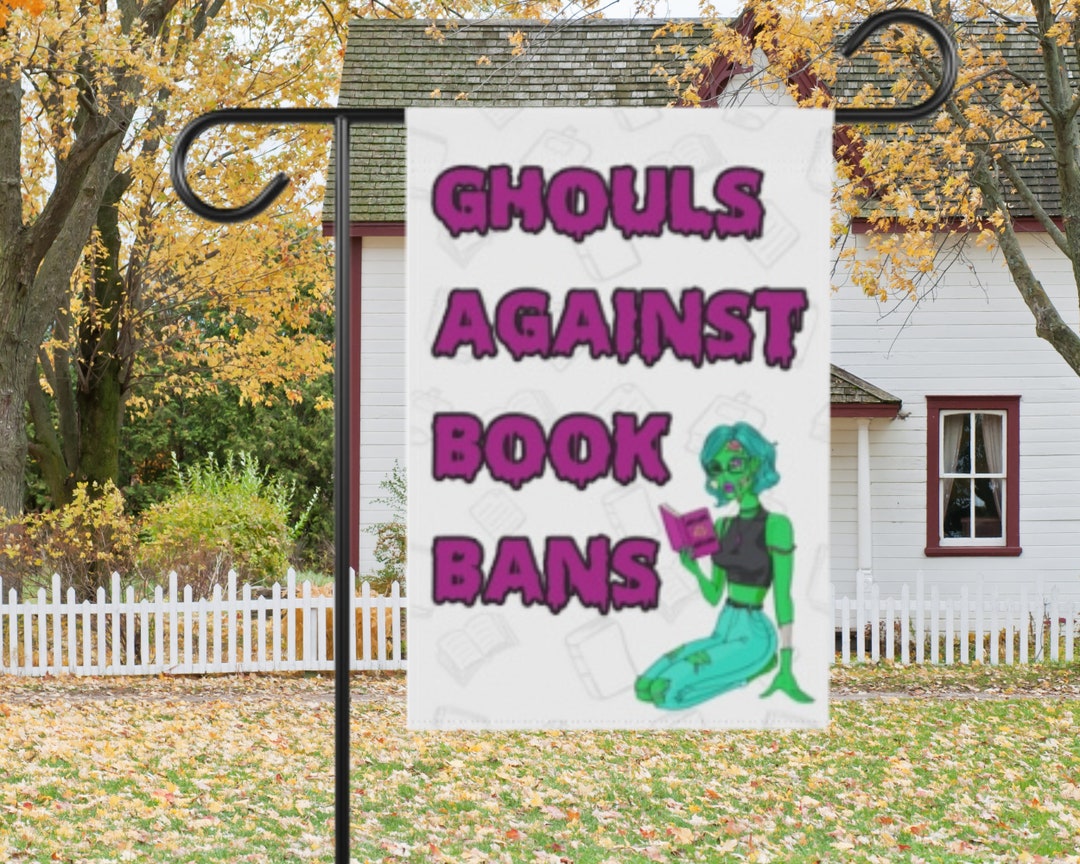 Liberal Halloween Yard Flag Spooky Anti Ban Read Banned Books Leftist ...