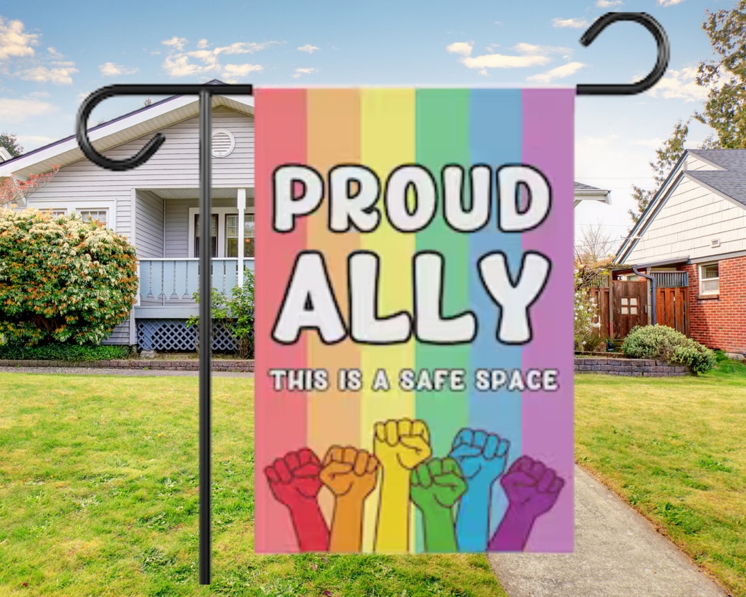 Proud Ally You Are Safe Here Yard Flag LGBTQ Supporter Gay Pride House ...