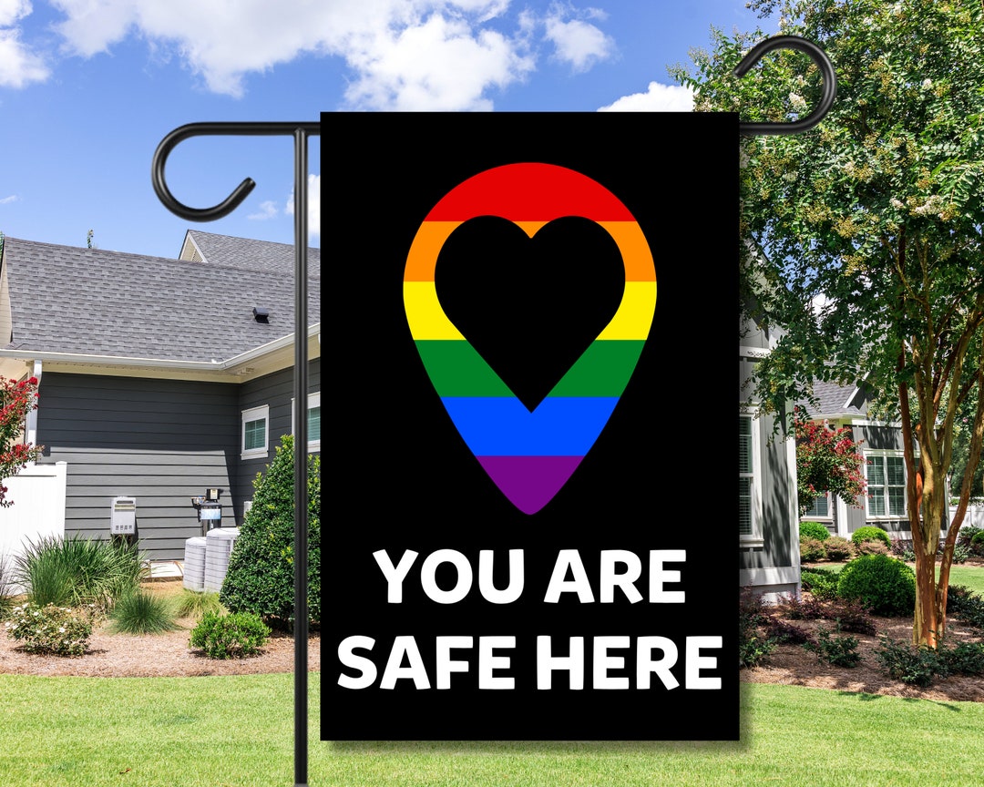 You Are Safe Here Lawn Sign LGBTQIA Pride Rainbow Yard Flag Gay Lesbian ...