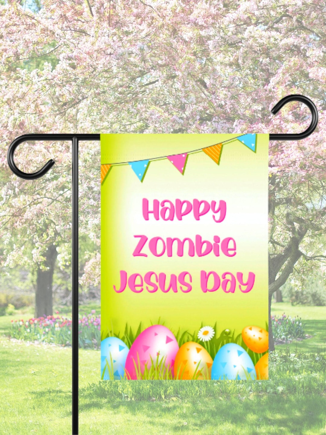 Happy Zombie Jesus Day Easter Yard Flag Easter Atheist Agnostic House ...