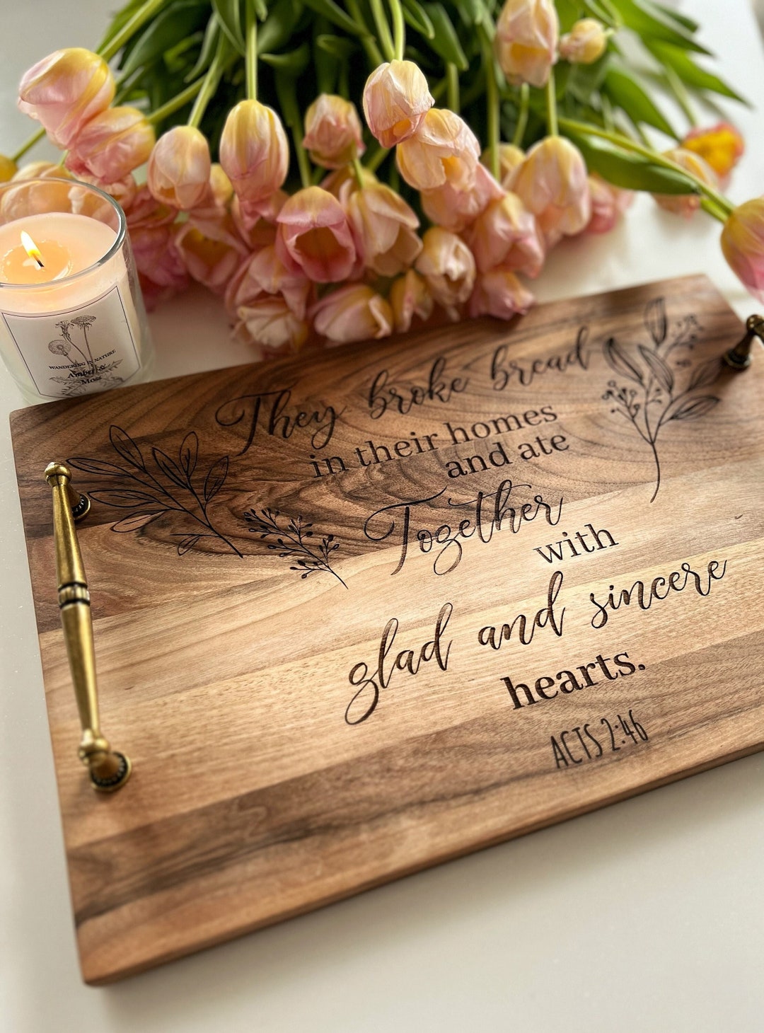 Serving Tray With Handles | Personalized Wooden Tray | Serving Board ...