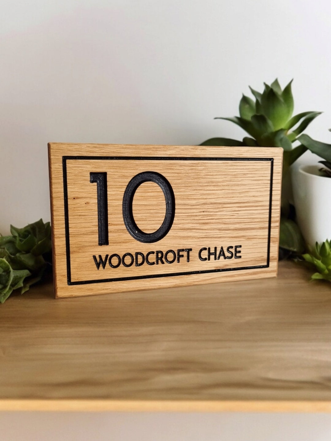 Solid Oak House Sign Plaque Handmade Personalised Road Name and House ...