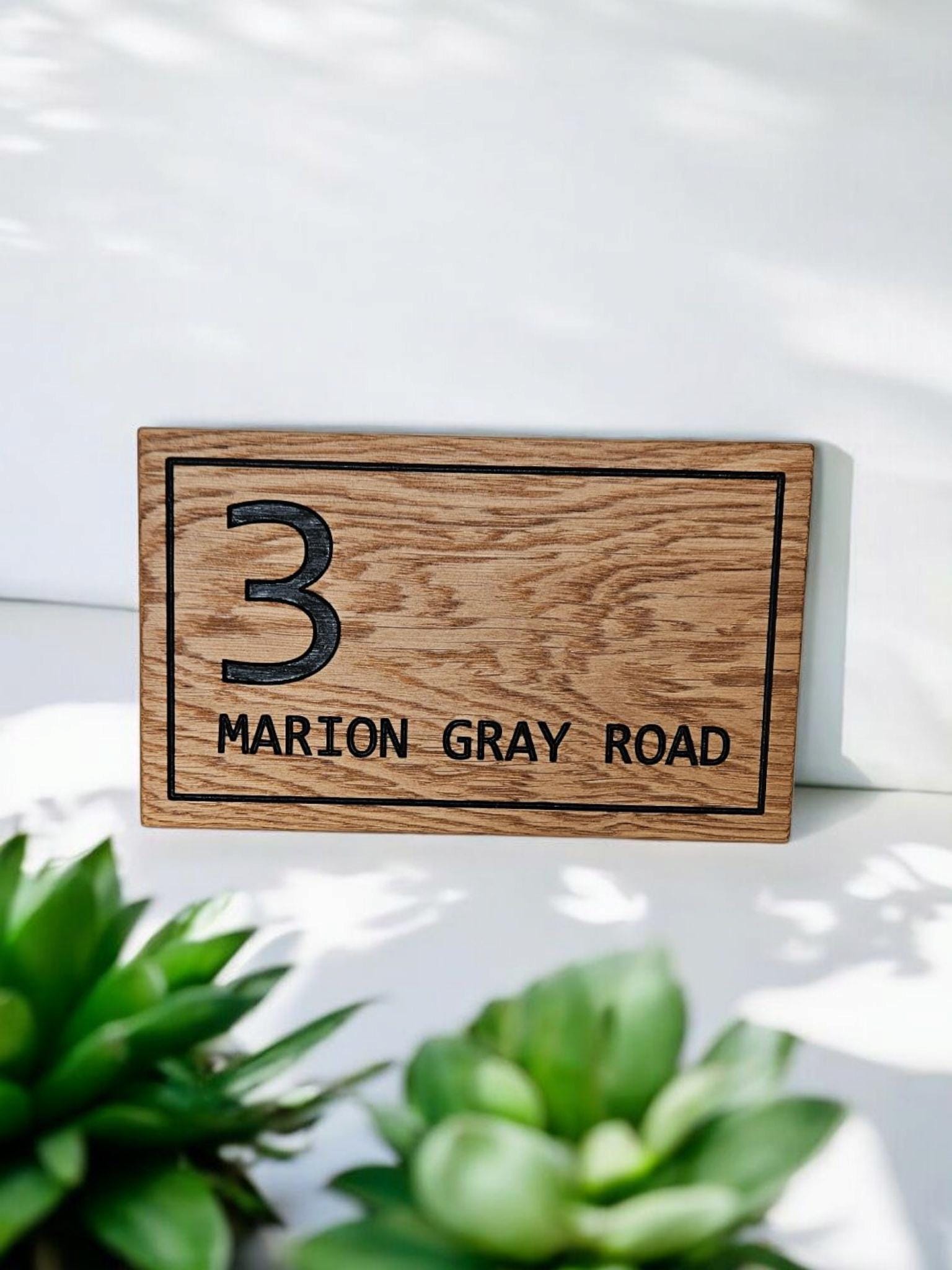 Solid Oak House Sign Plaque Handmade Personalised Road Name and House ...