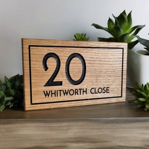 Solid Oak House Sign Plaque Handmade Personalised Road Name and House ...