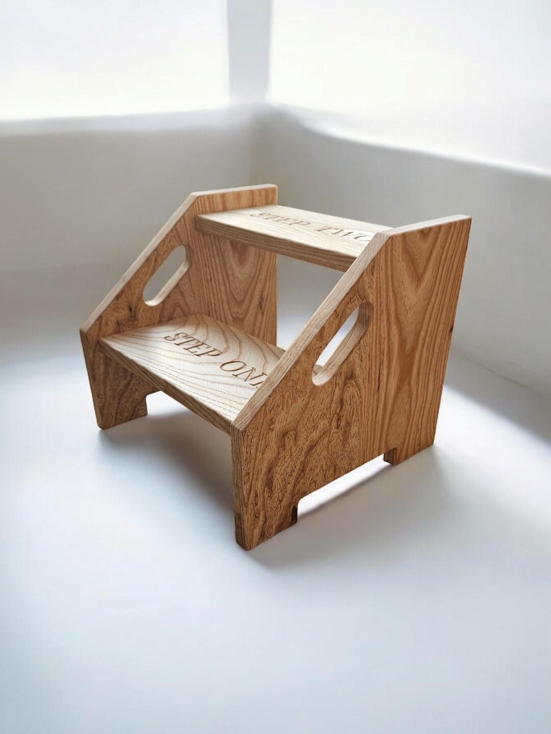 Personalised Name Kids Step Stool in Solid Ash for Bathroom, Kitchen ...