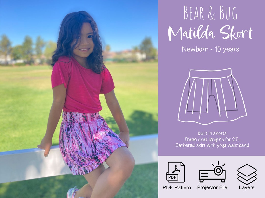 Kid's Skort Sewing Pattern: Knit & Woven, Newborn to 10 Years, Short ...