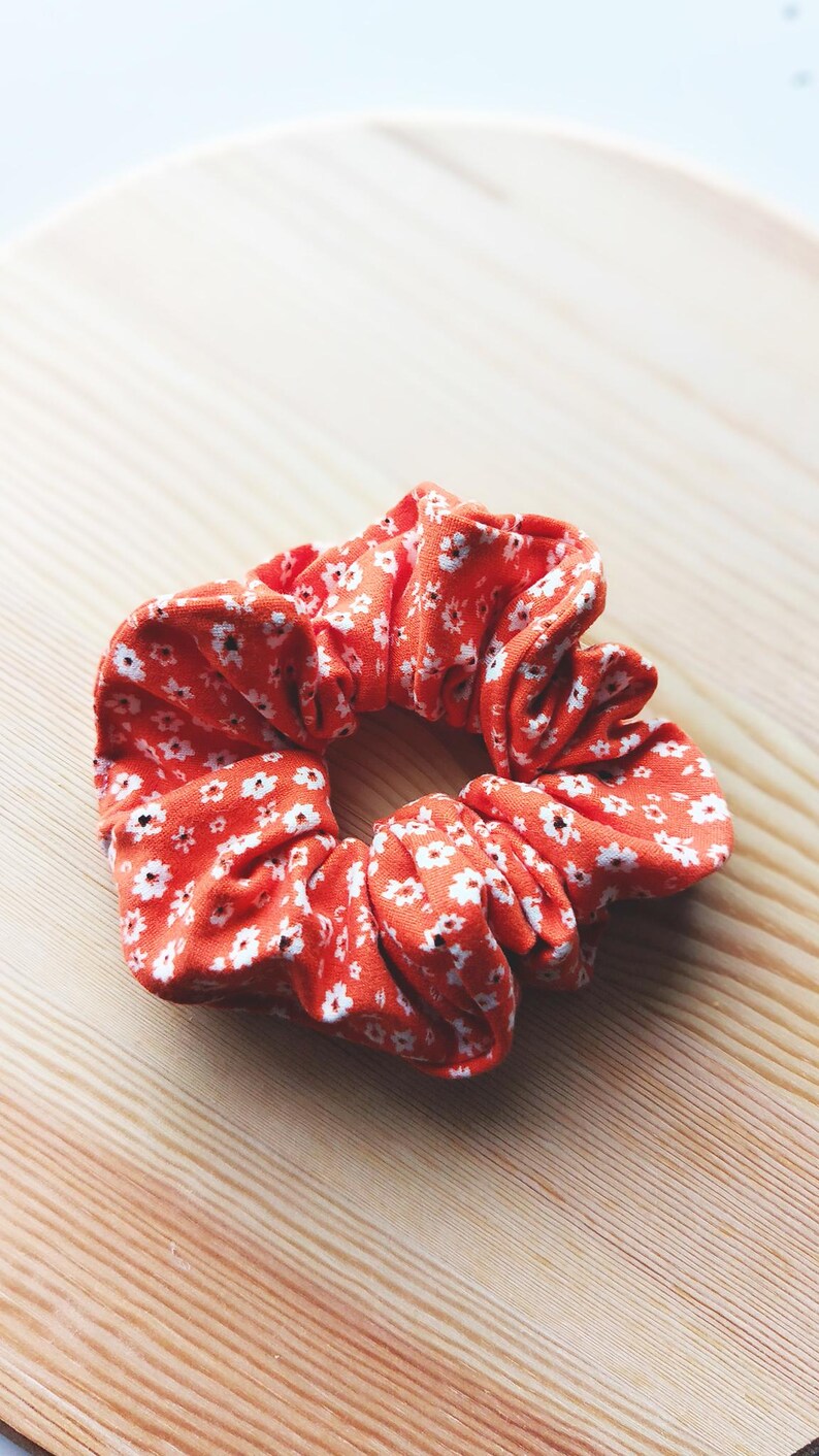 Orange Ditsy Floral Scrunchie: Soft Hair Tie - Etsy
