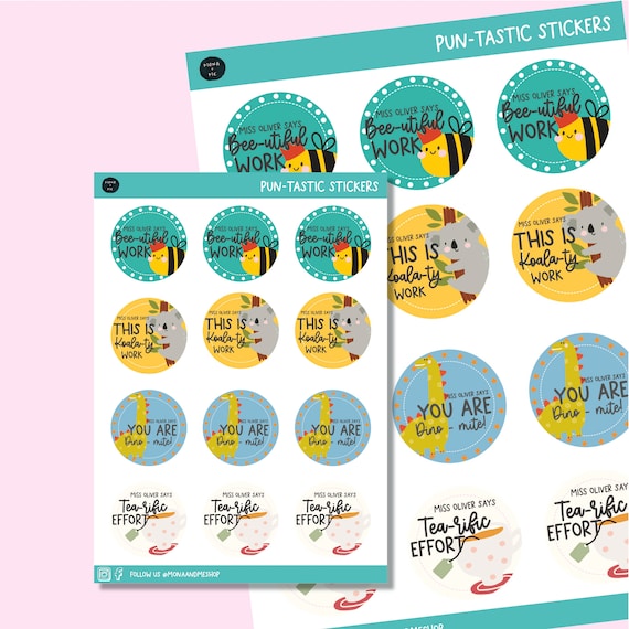 Pun Teacher Reward Stickers. Teacher School Stickers. | Etsy