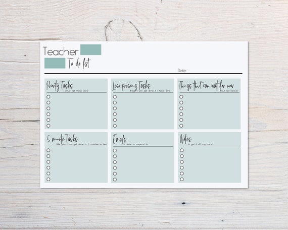 Printable Teachers' to do list Teacher planner page a4 | Etsy