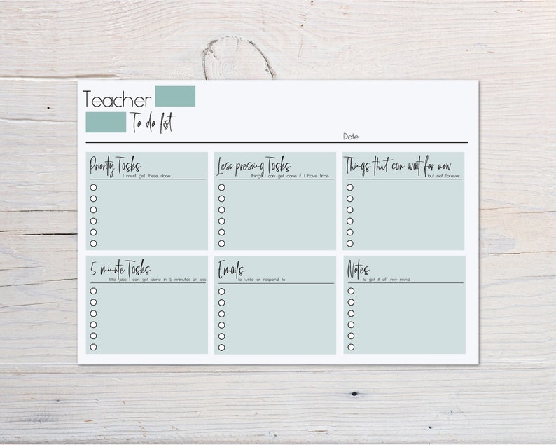 Printable Teachers' to Do List, Teacher Planner Page, A4 Teacher List ...