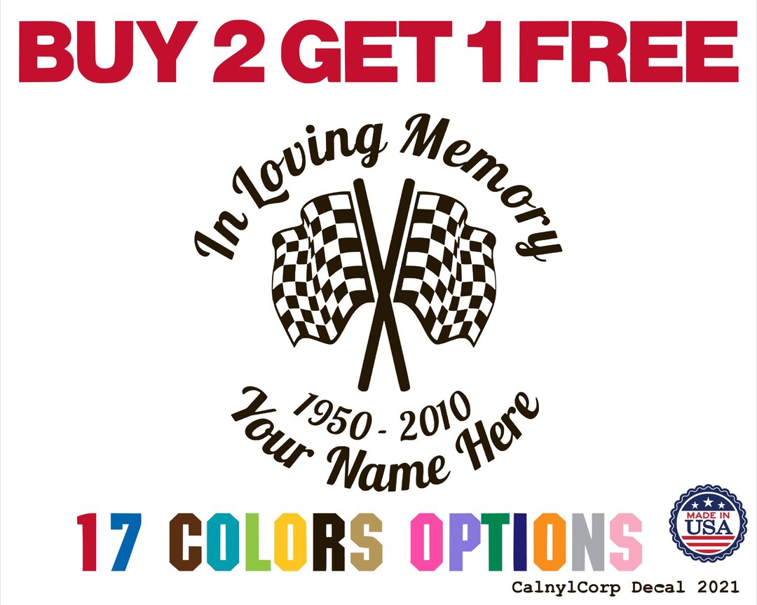 In Loving Memory Racing Flags Premium Waterproof Vinyl Decal Stickers ...