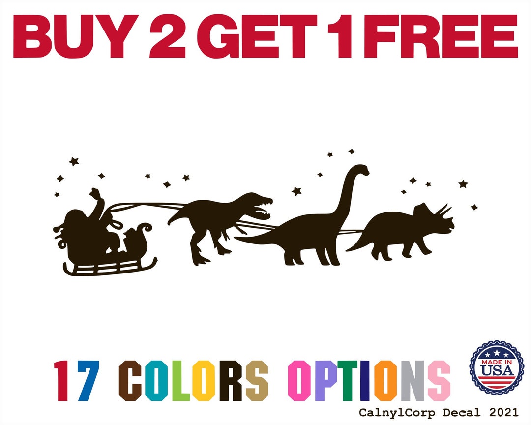 Dinosaur Santa Sleigh Personalised Frame Vinyl - Chrismas Gift ...