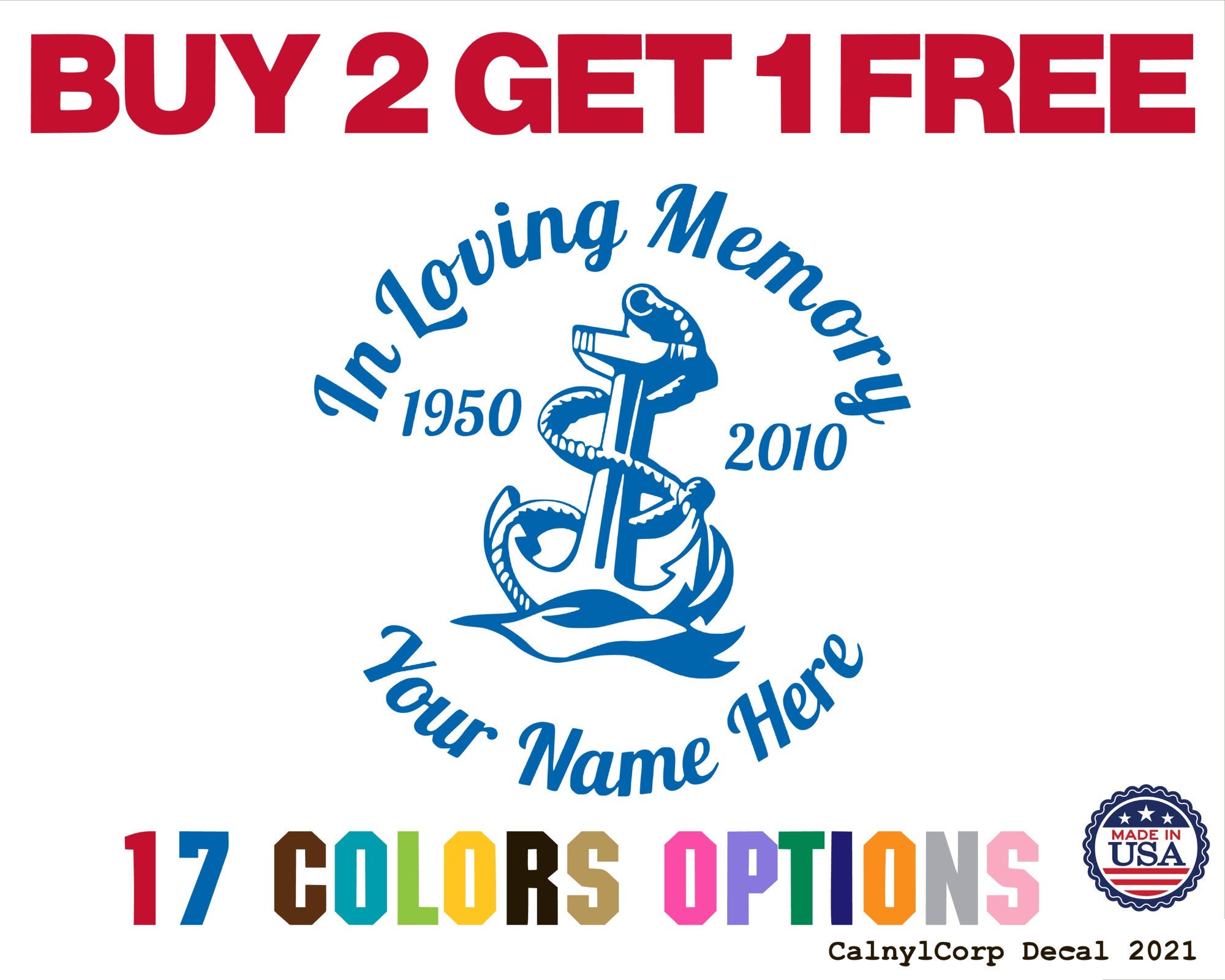 In Loving Memory Anchor Premium Waterproof Vinyl Decal Stickers for ...
