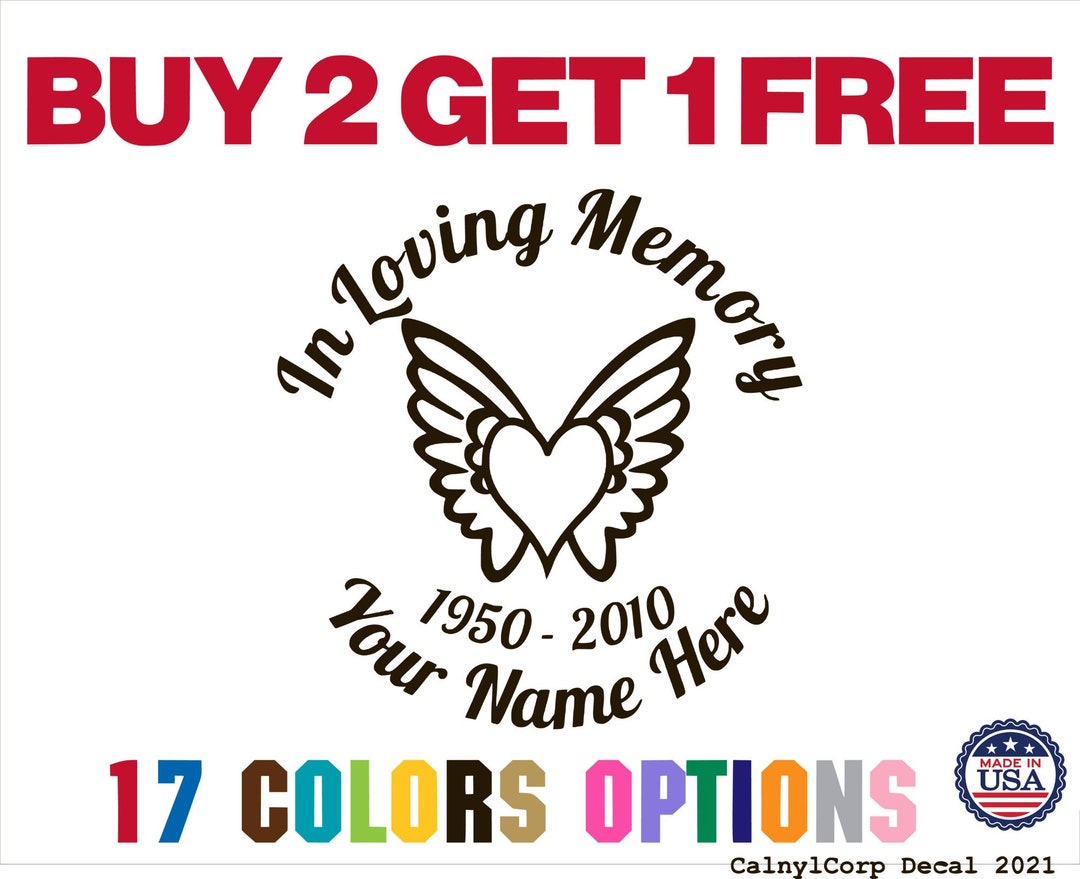 In Loving Memory Heart With Wings Premium Waterproof Vinyl Decal ...
