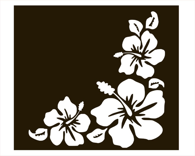 Hibiscus Corner Flower Premium Waterproof Vinyl Decal Stickers for ...