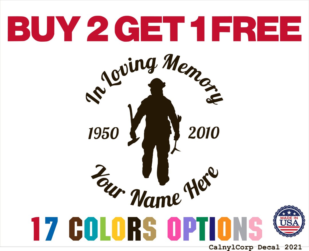 In Loving Memory Firefighter Fireman With Axe Premium Waterproof Vinyl ...