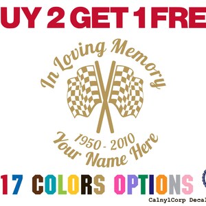 In Loving Memory Racing Flags Premium Waterproof Vinyl Decal Stickers ...