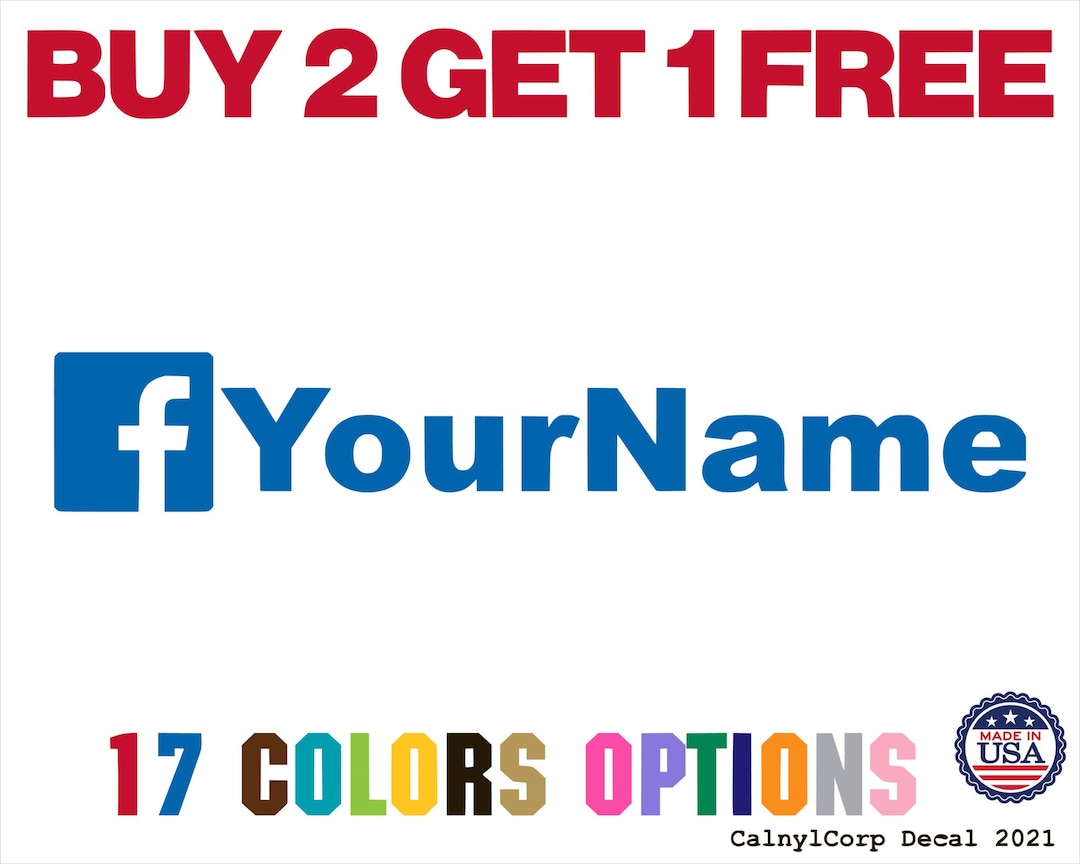 Custom Facebook Name Vinyl Decal -personalized Username Sticker - Vinyl ...