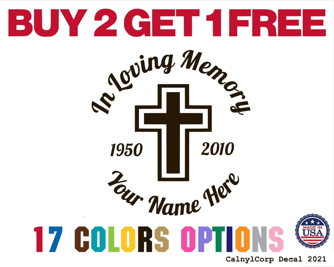 In Loving Memory Cross Premium Waterproof Vinyl Decal Stickers for ...