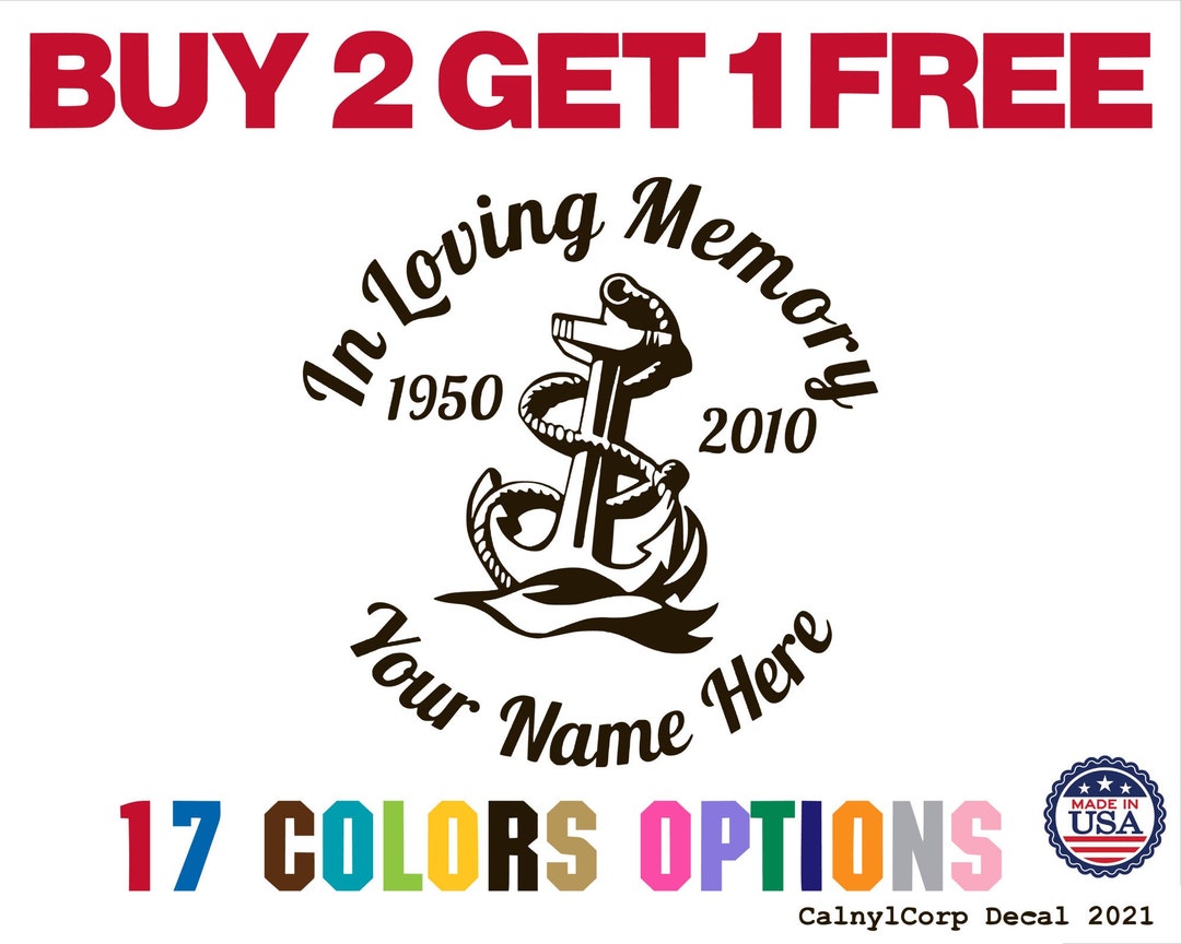 In Loving Memory Anchor Premium Waterproof Vinyl Decal Stickers for ...