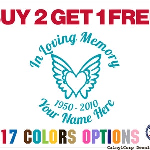 In Loving Memory Heart With Wings Premium Waterproof Vinyl Decal ...