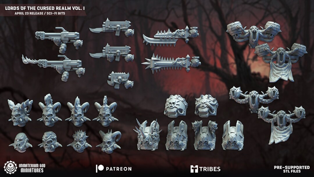 Lords of the Cursed Realm Sci-fi Bits Heads Shoulder Pads - Etsy