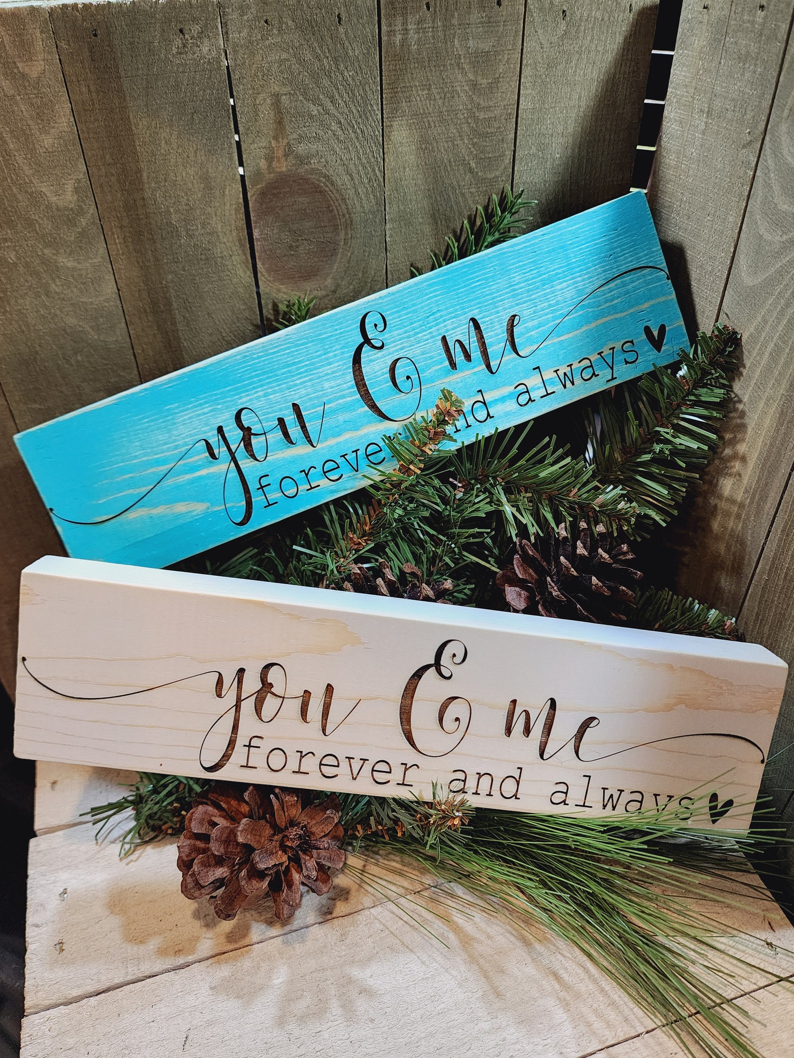 Handmade Laser Engraved You & Me Forever and Always Wood Sign, Home ...