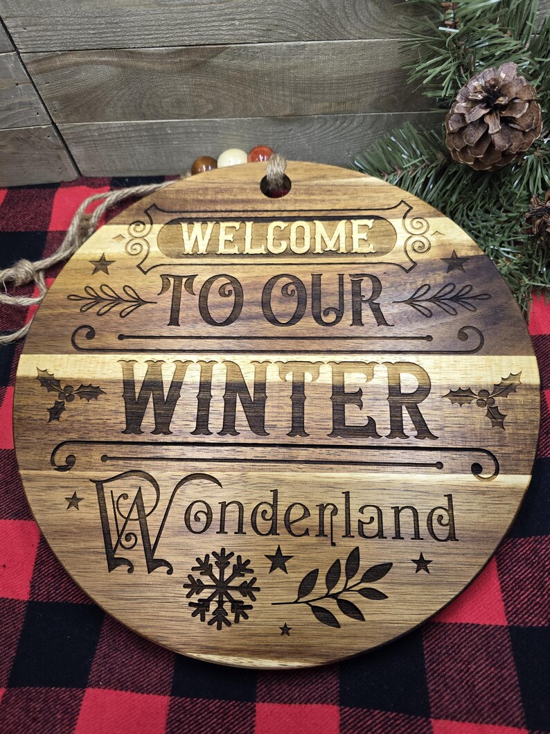 Engraved Acacia Wood Winter Wonderland Sign - Christmas Decor - Etsy