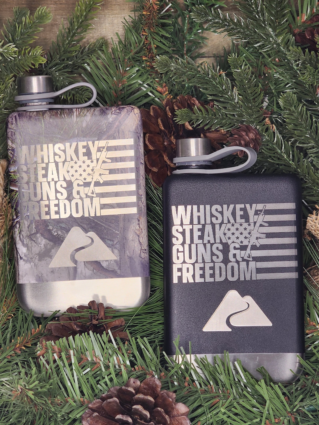 Stainless Steel Engraved Whiskey, Steak, Guns, and Freedom Flask. the ...